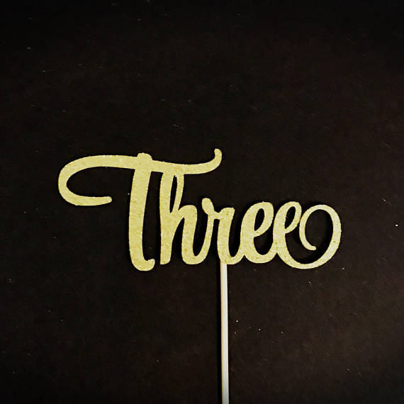 Three Cake Topper, 3 Cake Topper, Third Birthday Cake Topper, 3rd Birt ...